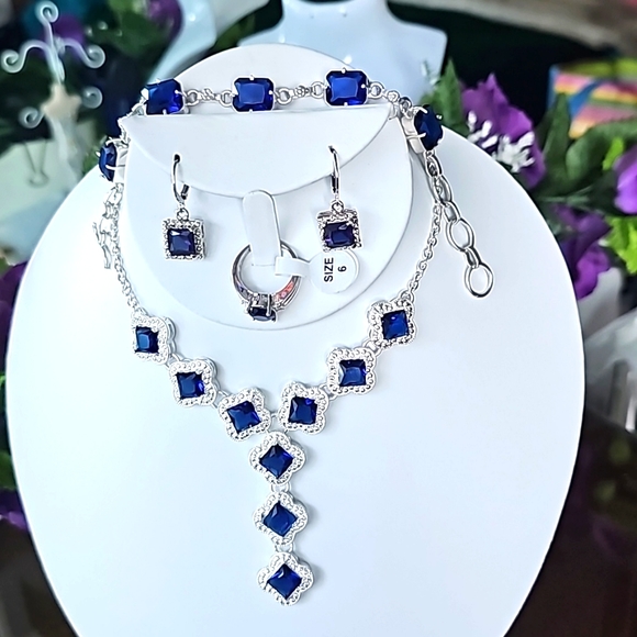 Handmade | Jewelry | Nwt Square Shine Lon Don Blue Topaz Jewelry Set ...